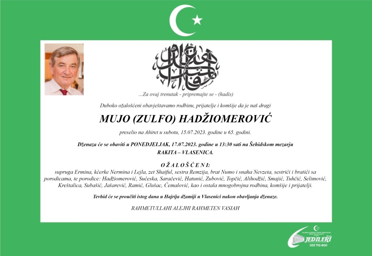 Preminuo Mujo Hadžiomerović, direktor Instituta za traženje nestalih ...